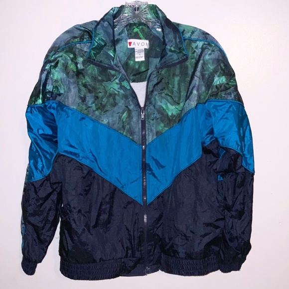 Avon | Jackets & Coats | Avon Blue And Green Colorblocking Layers ...
